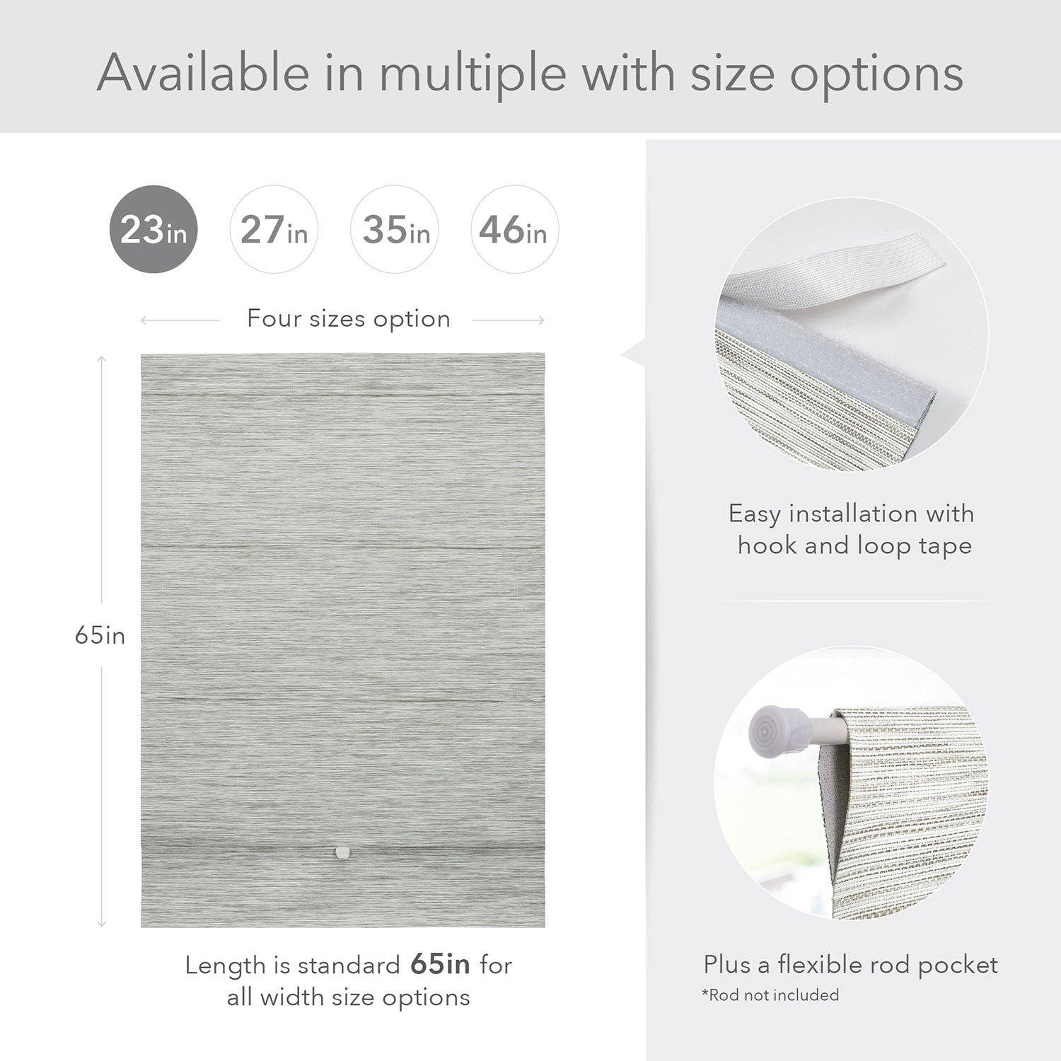 35" x 65" White Blackout Magnetic Roman Blinds for Windows – GoDear Design